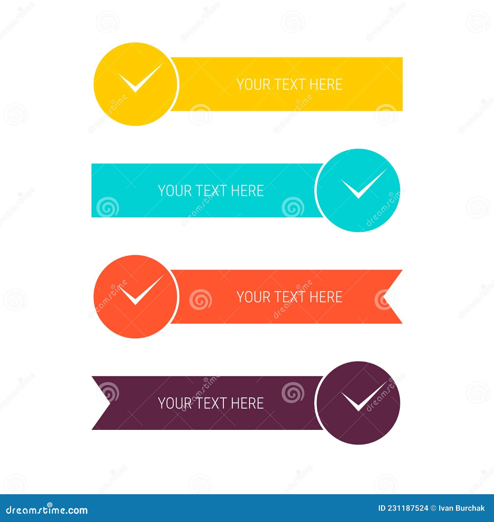 Clock Ribbon Banners. Multi-colored Ribbons with Clockfaces, Flat Style ...