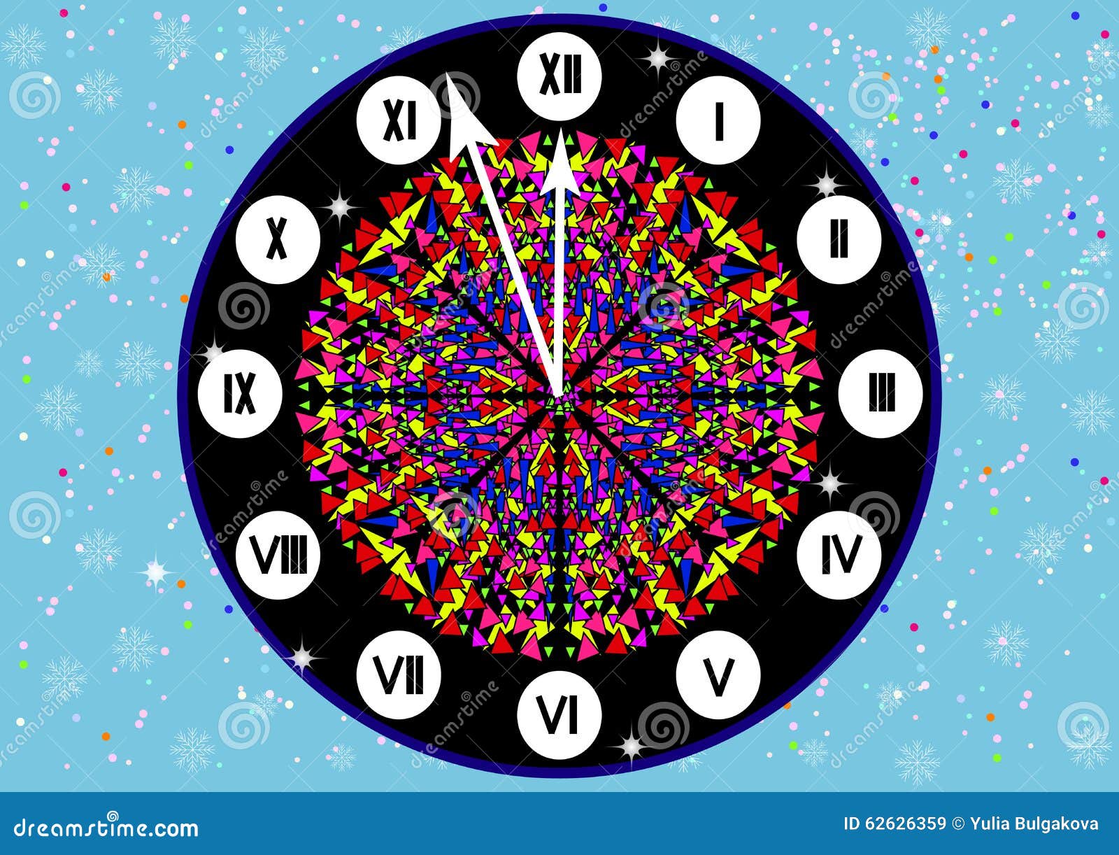 The Clock with Roman Numerals on Christmas Eve Stock Vector ...