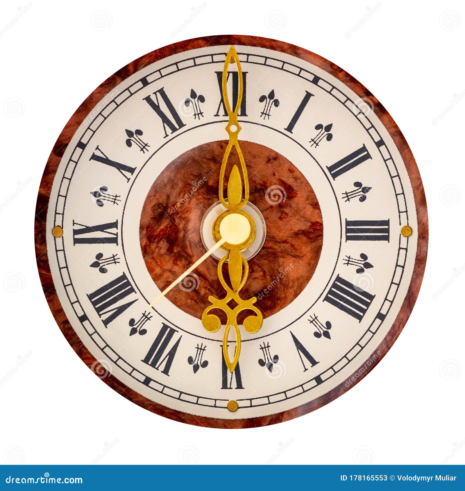Clock with Roman Numerals on Isolated Background Shows 18 6 Hours 00 ...