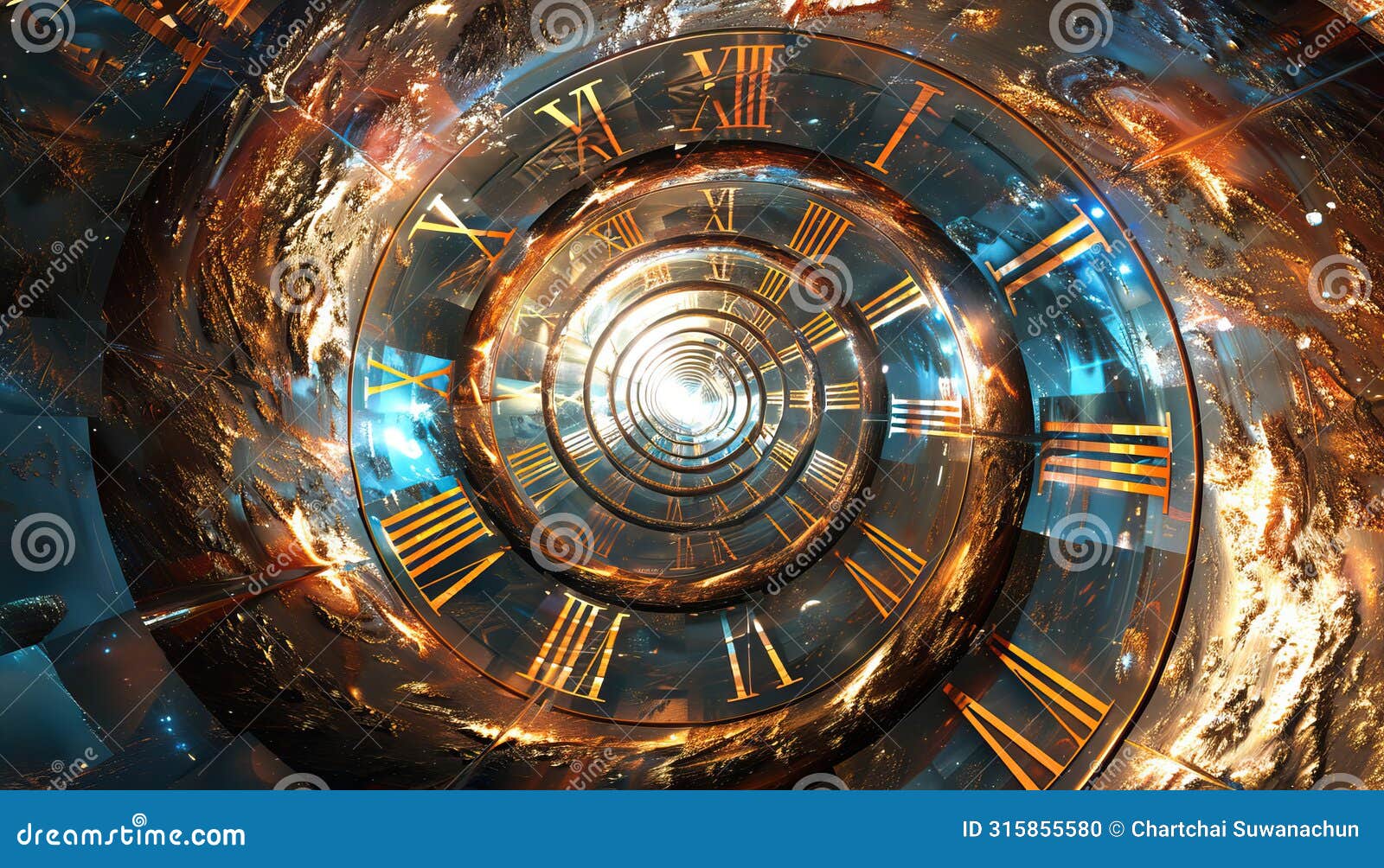 A Clock with Roman Numerals is Shown in a Circle with a Blue Background ...