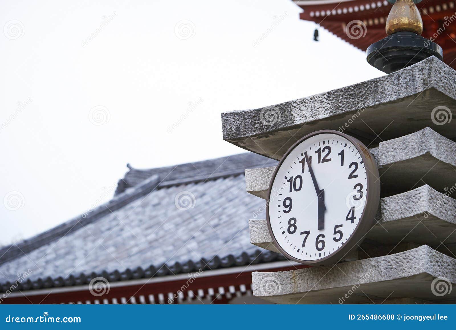 Clock on the Roof of Temple Stock Photo - Image of history, china ...