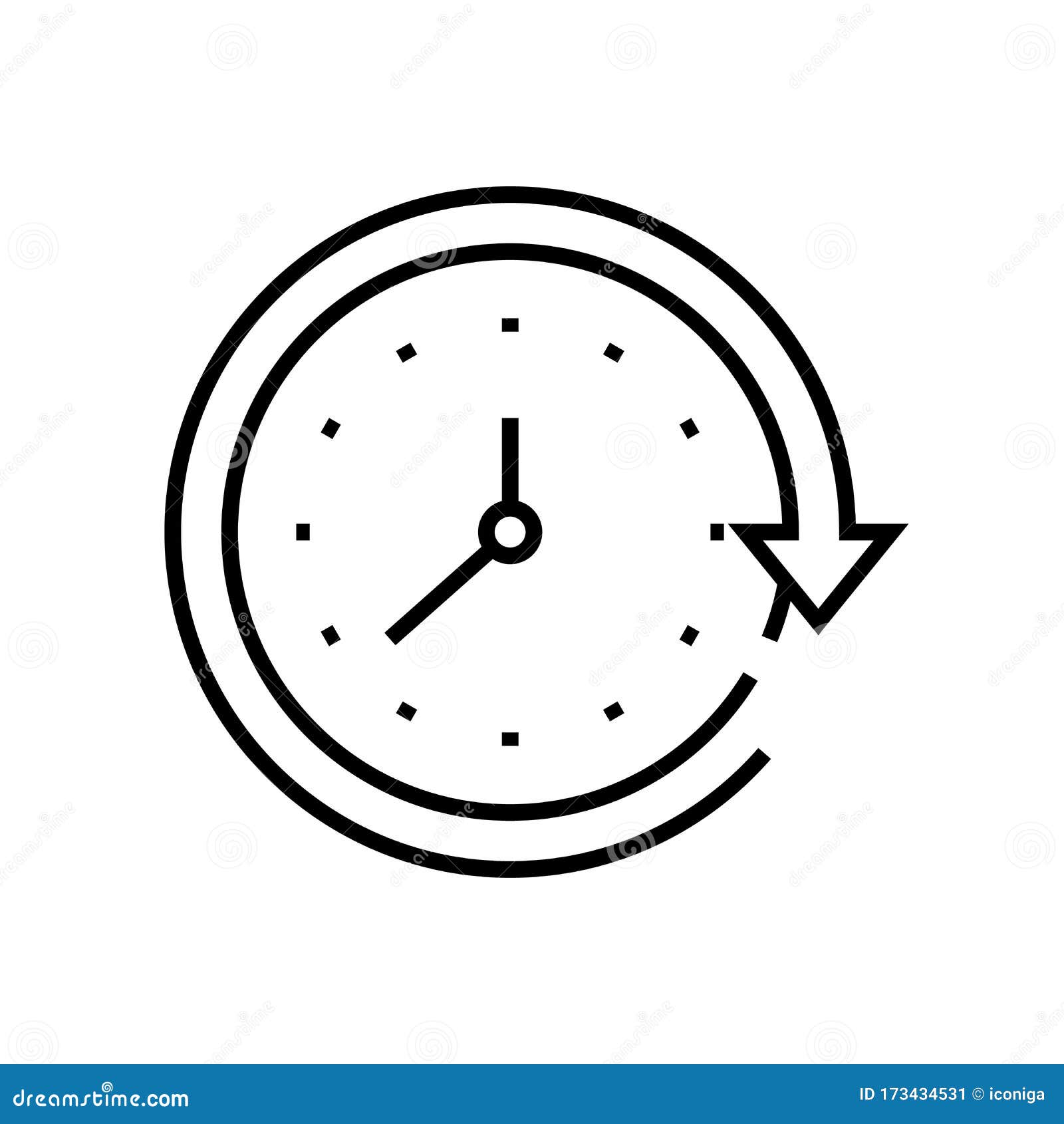 Clock Rotation Line Icon, Concept Sign, Outline Vector Illustration ... Clock Rotation Line Icon, Concept Sign, Outline Vector Illustration ...
