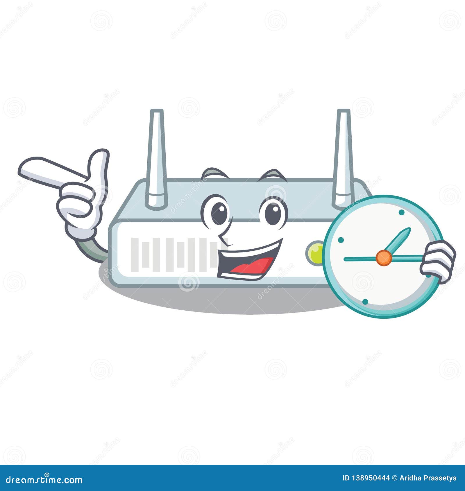 With Clock Router is Installed in Cartoon Wall Stock Vector ...