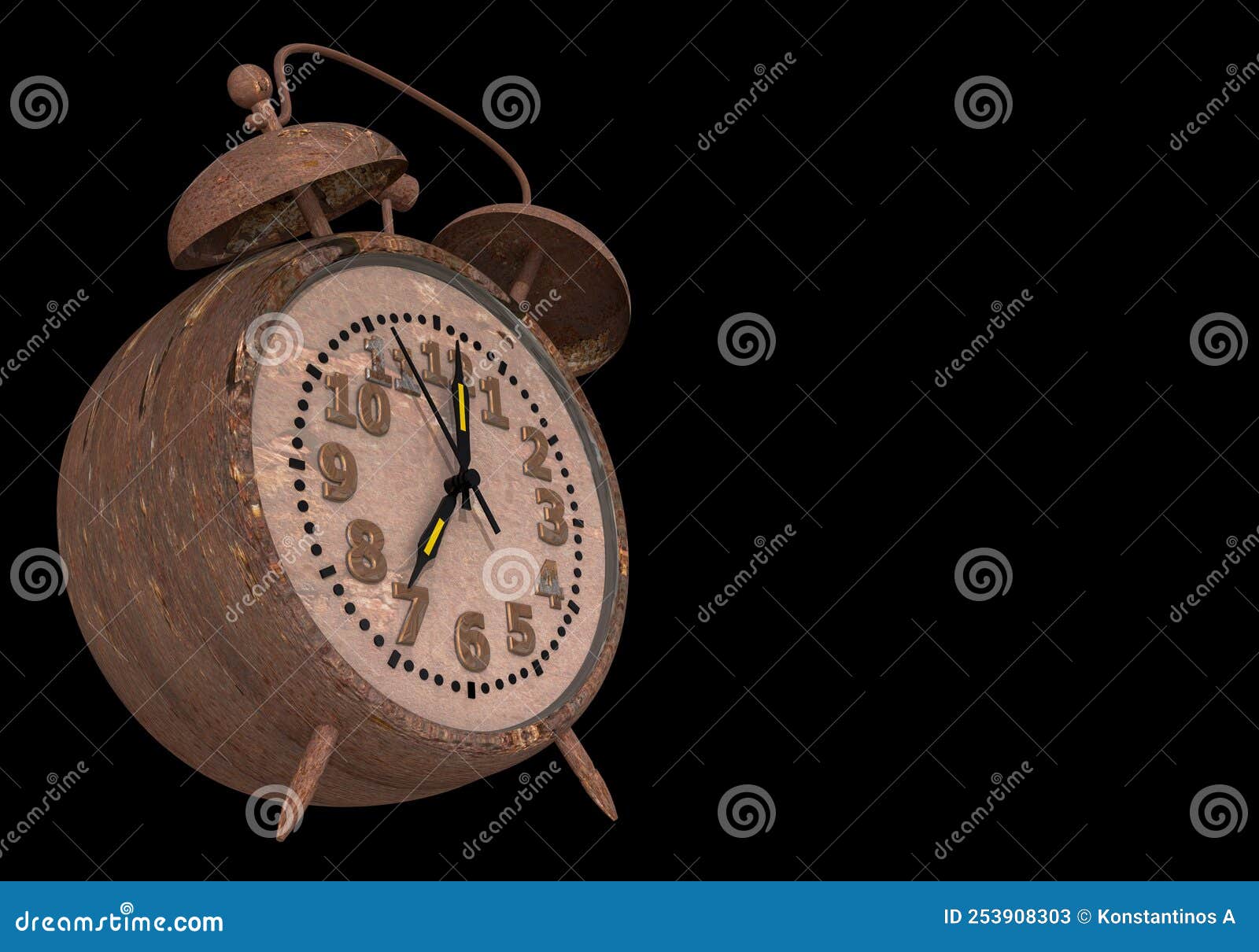 Clock Rusty Old Analog Isolated - 3d Rendering Stock Illustration ...