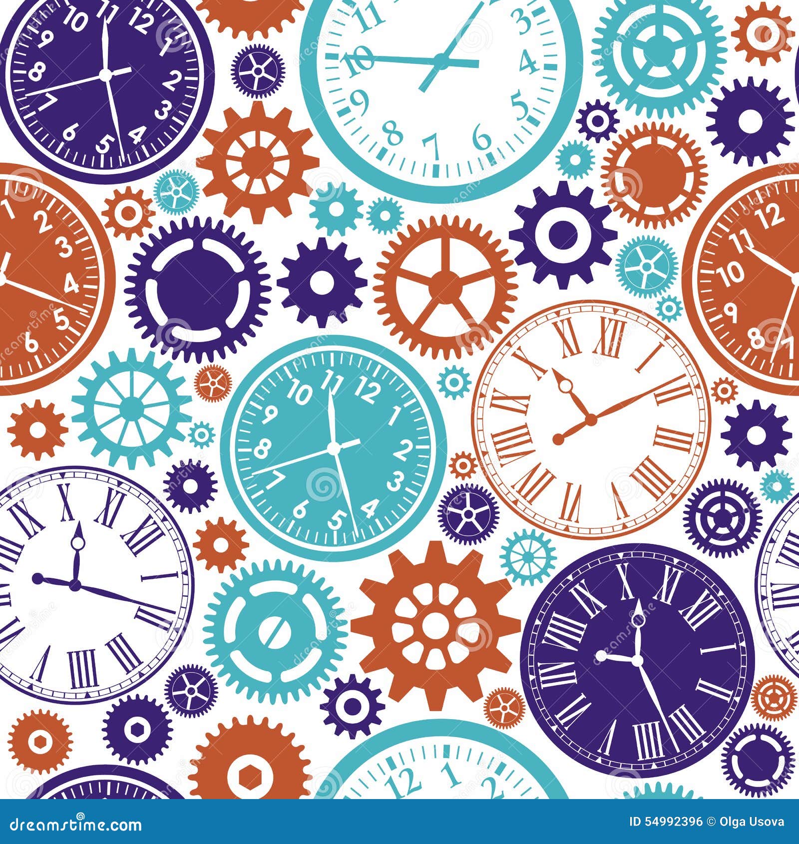 Clock`s seamless pattern. stock vector. Illustration of mechanism ...