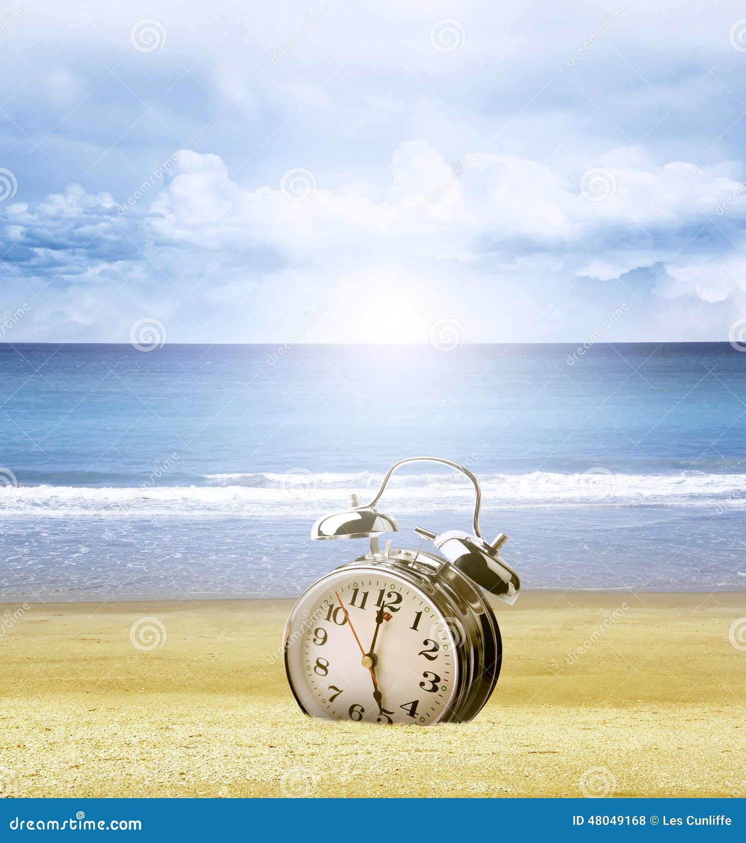 Clock in sand stock photo. Image of precision, beach - 48049168