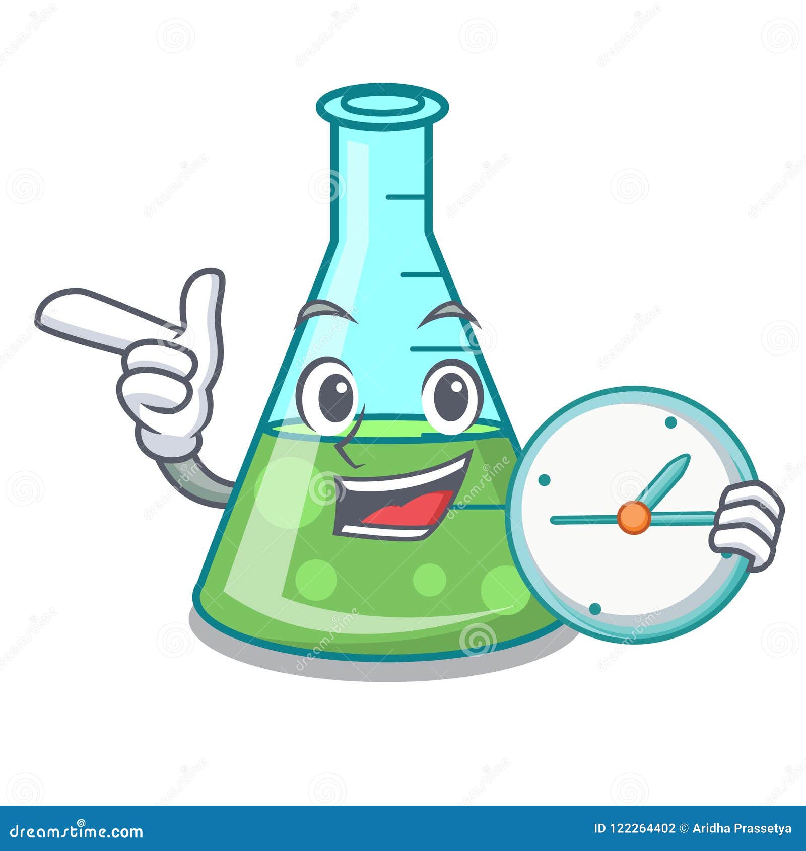 With Clock Science Beaker Character Cartoon Stock Vector - Illustration ...