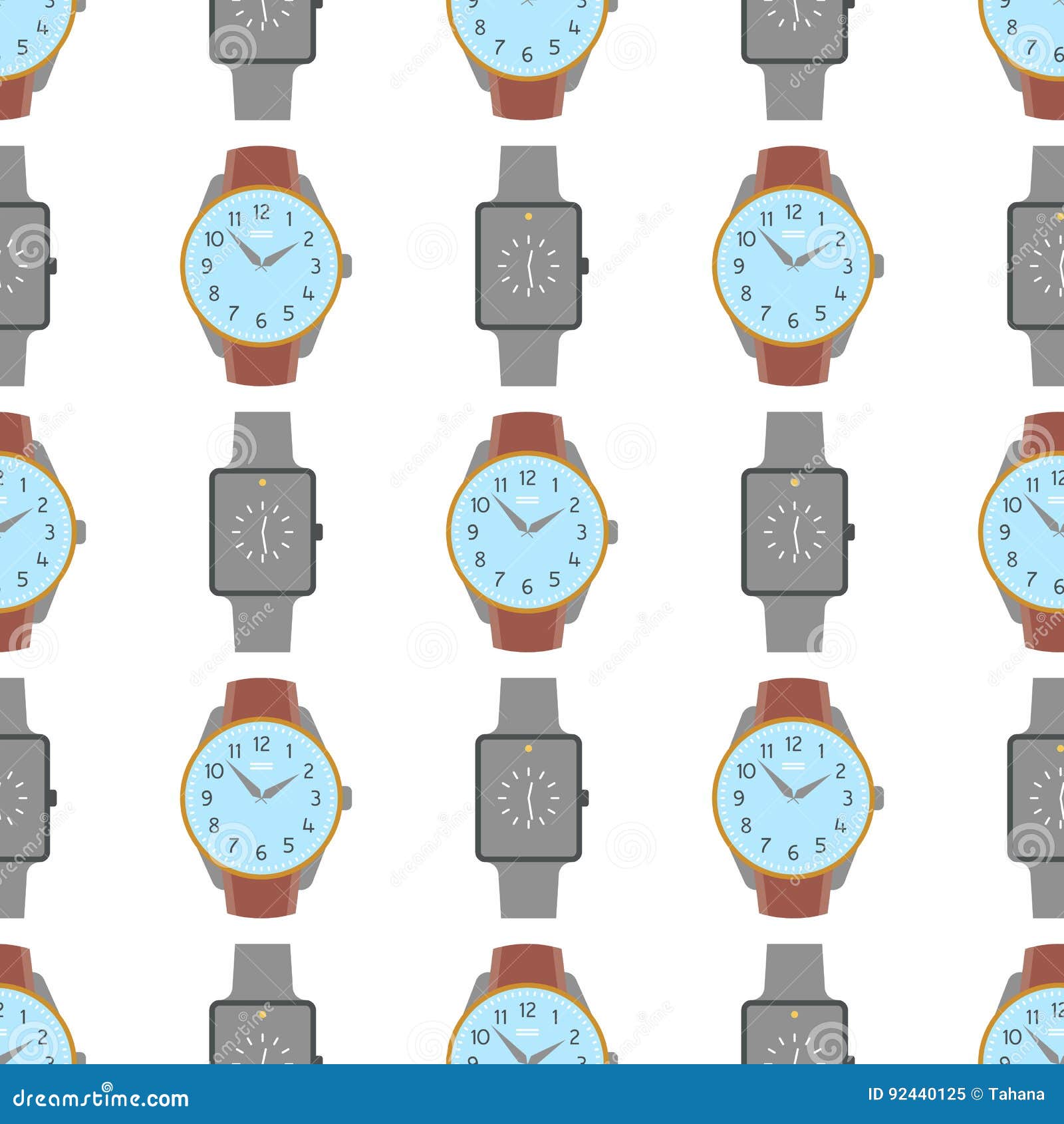 Clock Seamless Pattern. Endless Watch Background. Timer Design Backdrop ...