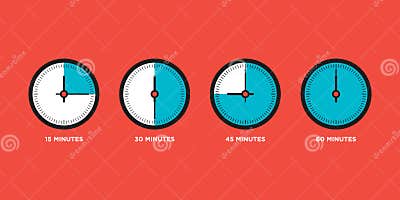 Clock. Set of Time in One Hour Flat Design Vector Illustration Stock ...