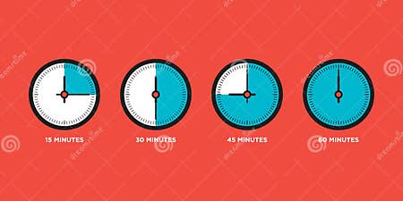 Clock. Set of Time in One Hour Flat Design Vector Illustration Stock ...