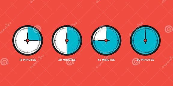 Clock. Set of Time in One Hour Flat Design Vector Illustration Stock ...