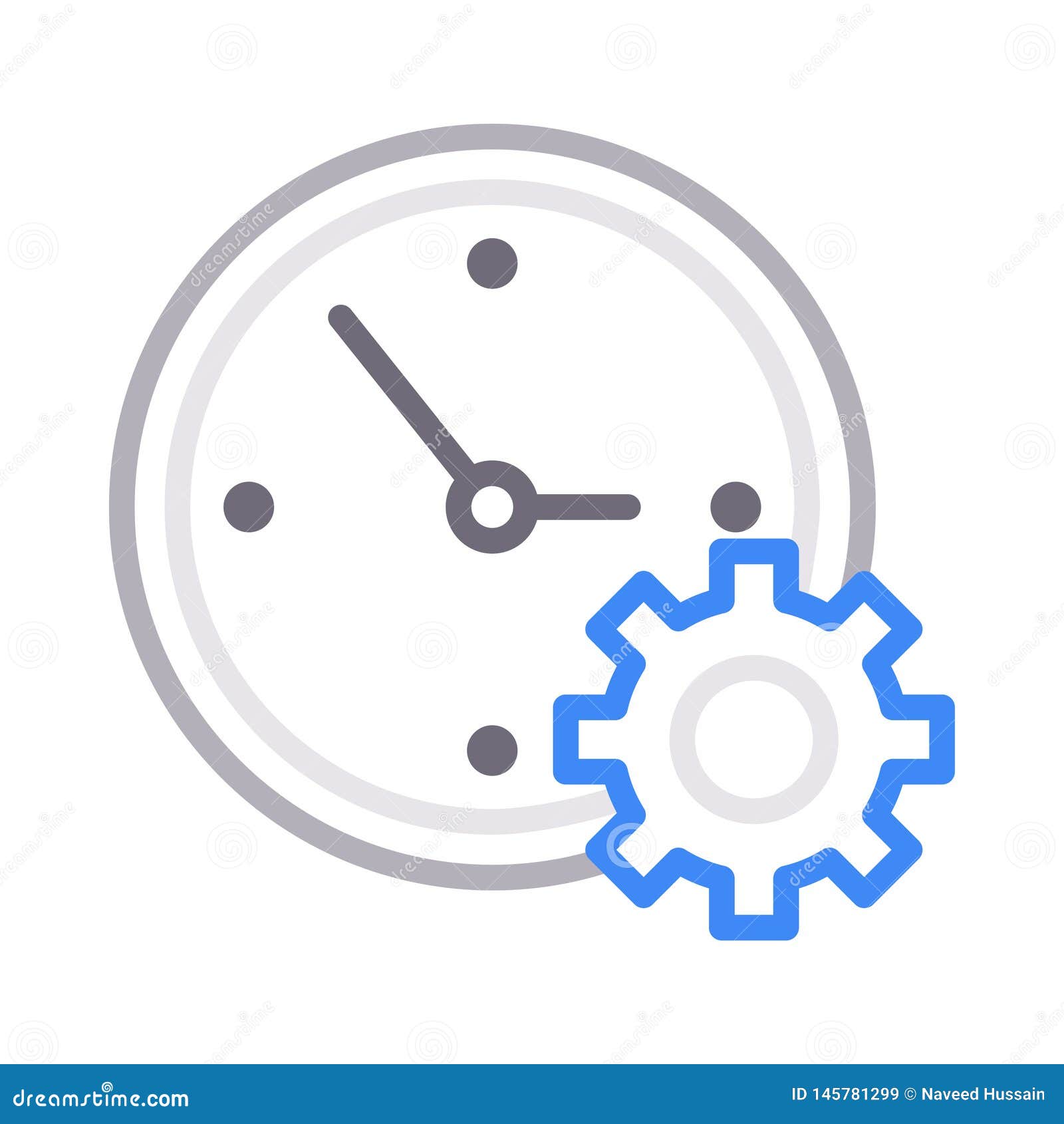 Clock Setting Thin Color Line Vector Icon Stock Vector - Illustration ...