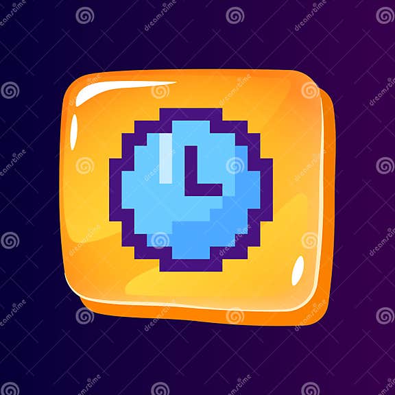 Clock Setup Glossy Ui Button with Pixelated Color Icon Stock Vector - Illustration of color ...