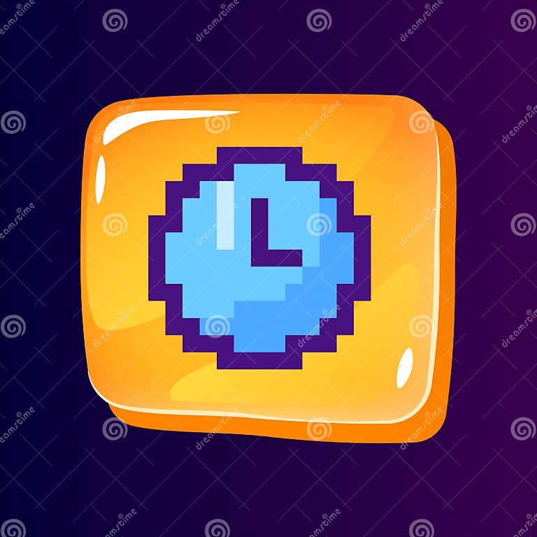 Clock Setup Glossy Ui Button with Pixelated Color Icon Stock Vector - Illustration of color ...