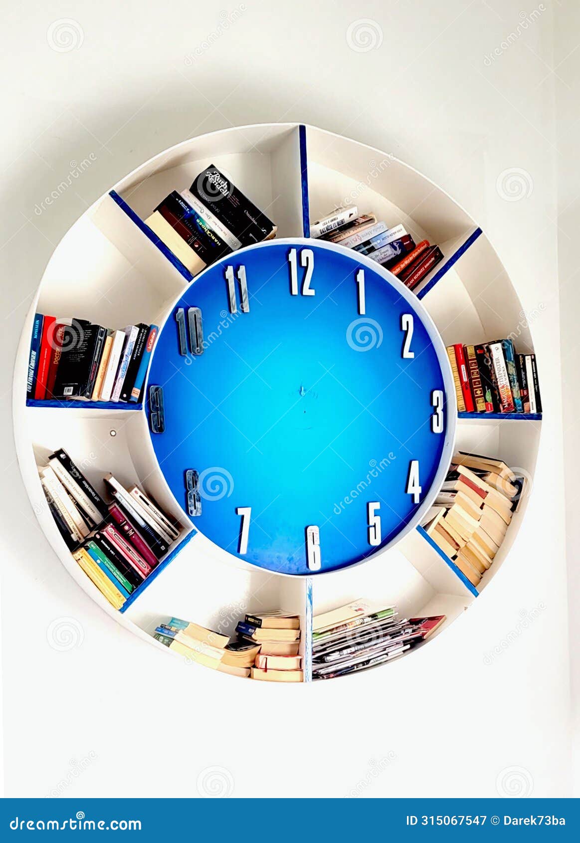 Clock-shaped bookshelf stock illustration. Illustration of games ...