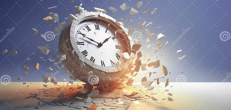The Clock is Shattered into Pieces. Stock Illustration - Illustration ...