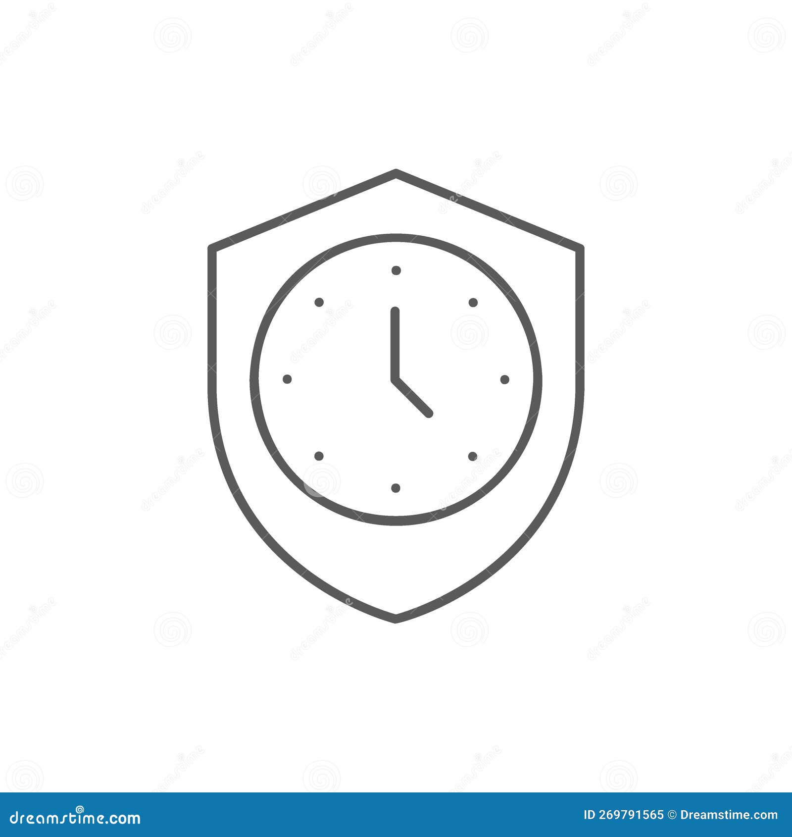 Clock with Shield, Privacy Time, Security Clock Lineal Icon. Time ...