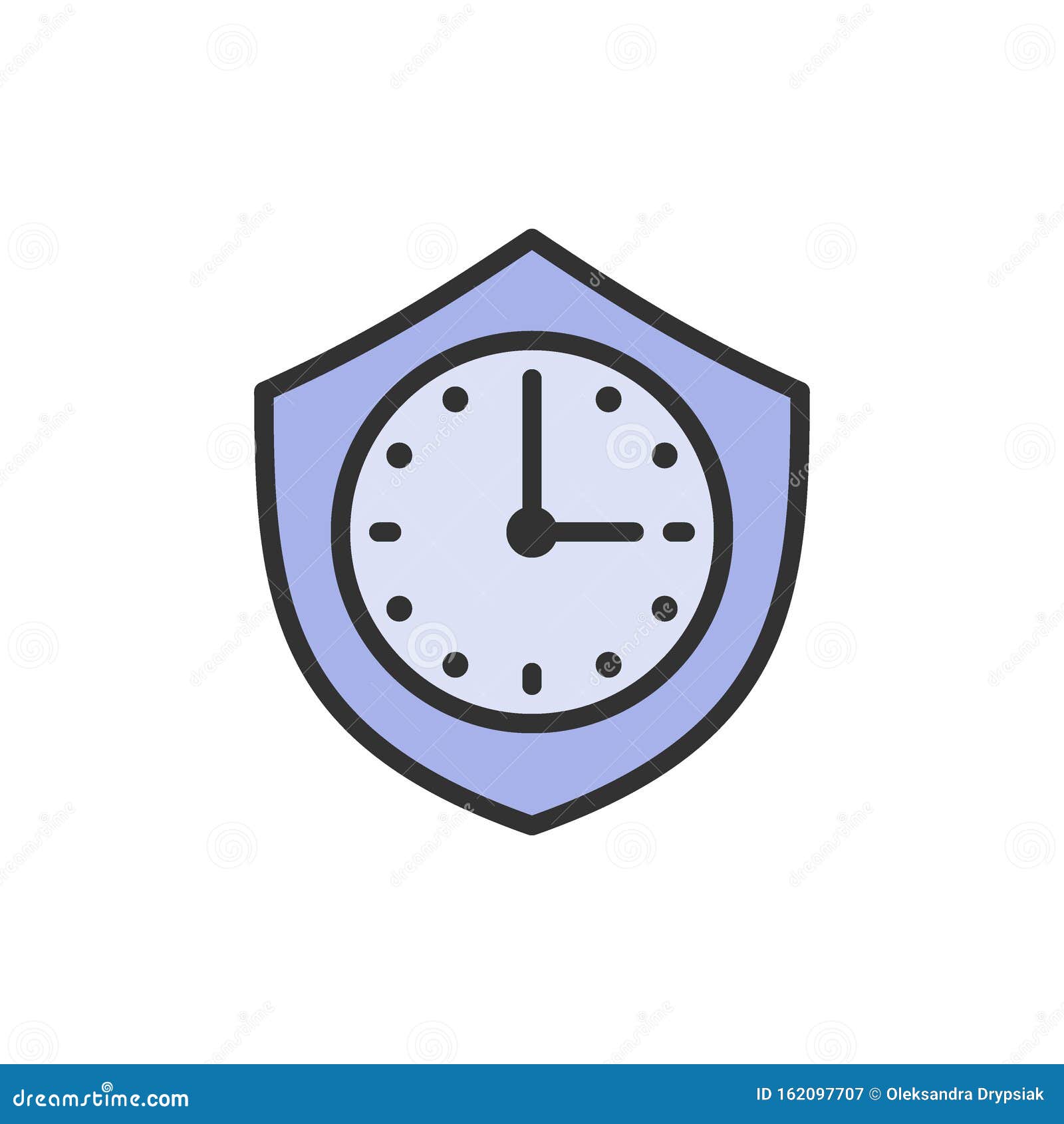 Clock with Shield, Security Time Flat Color Line Icon. Stock Vector ...