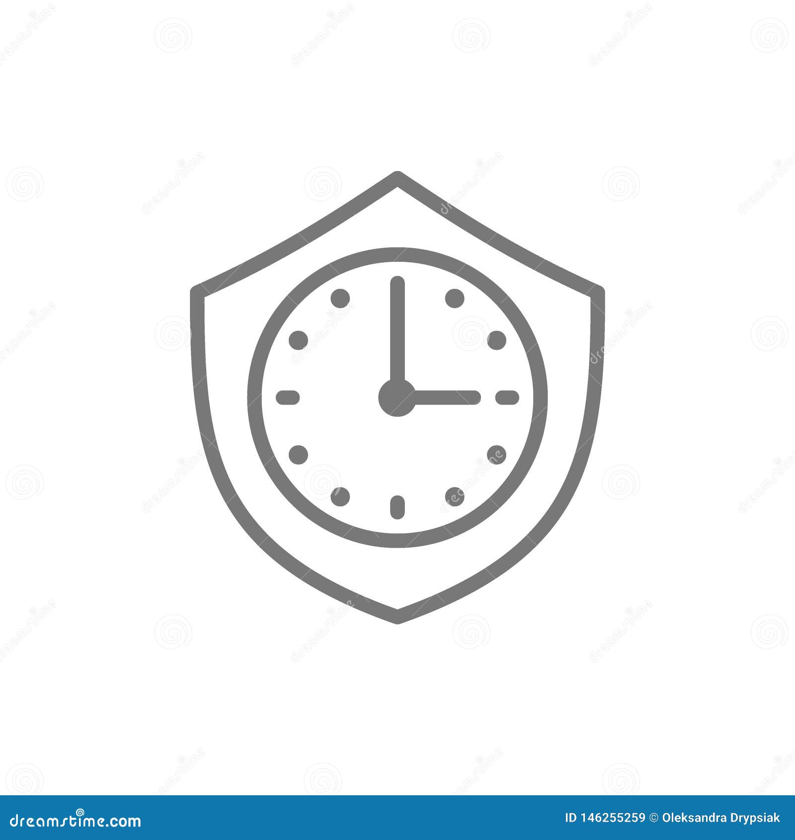 Clock with Shield, Security Time Line Icon. Stock Vector - Illustration ...