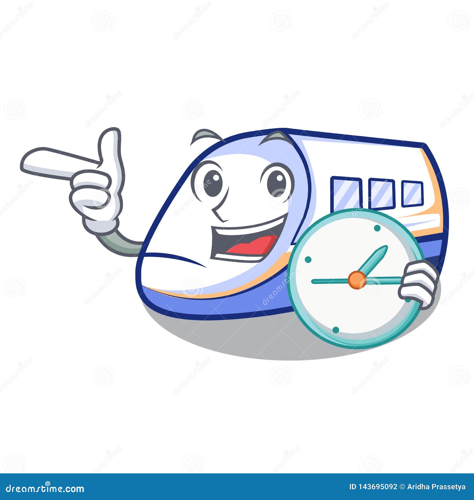 With Clock Shinkansen Train Transportation in Shape Characters Stock ...