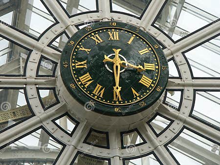 Clock of a shopping mall stock image. Image of hour, windows - 35021