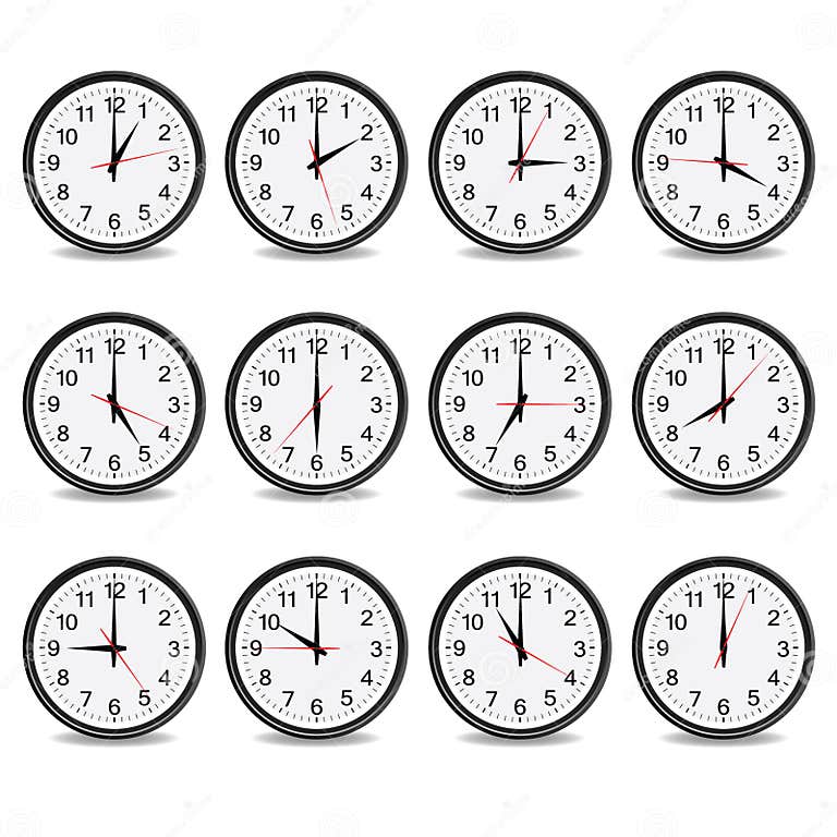 Clock that Show Every Hour Vector Stock Vector - Illustration of dial ...