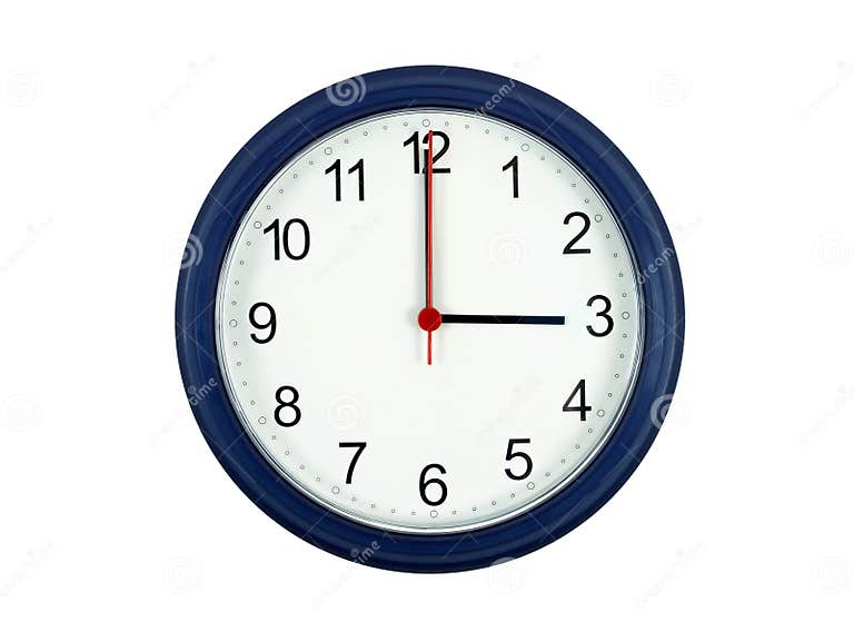 Clock showing 3 o clock stock image. Image of object, hand - 305387