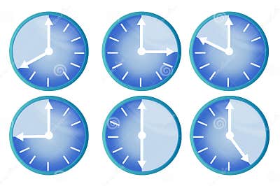 Clock Showing Different Times Stock Illustration - Illustration of ...