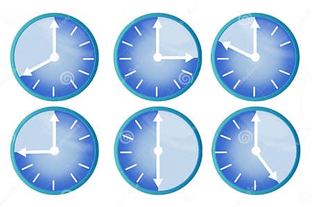 Clock Showing Different Times Stock Illustration - Illustration of ...