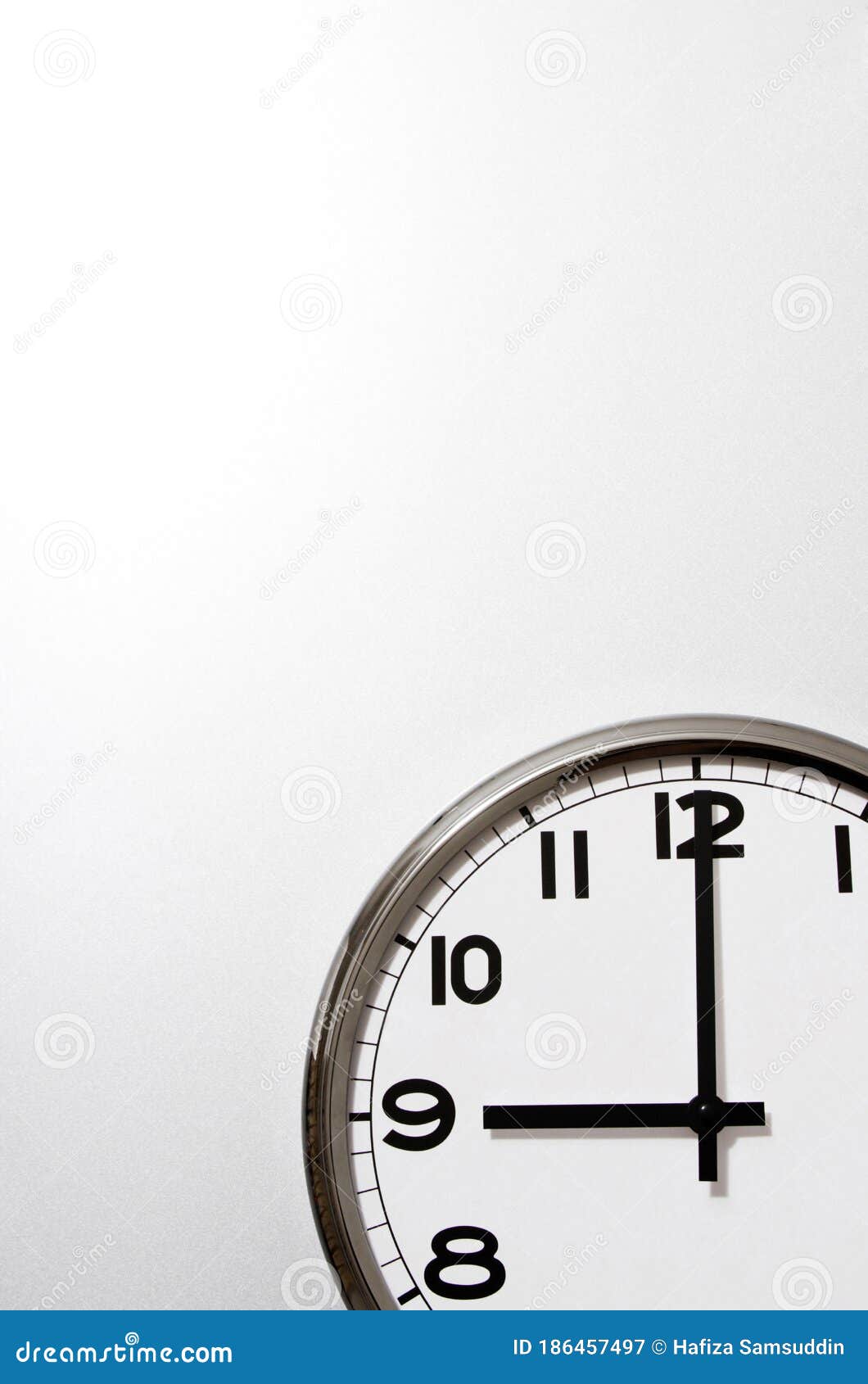 Clock showing nine o clock stock image. Image of beginnings - 186457497