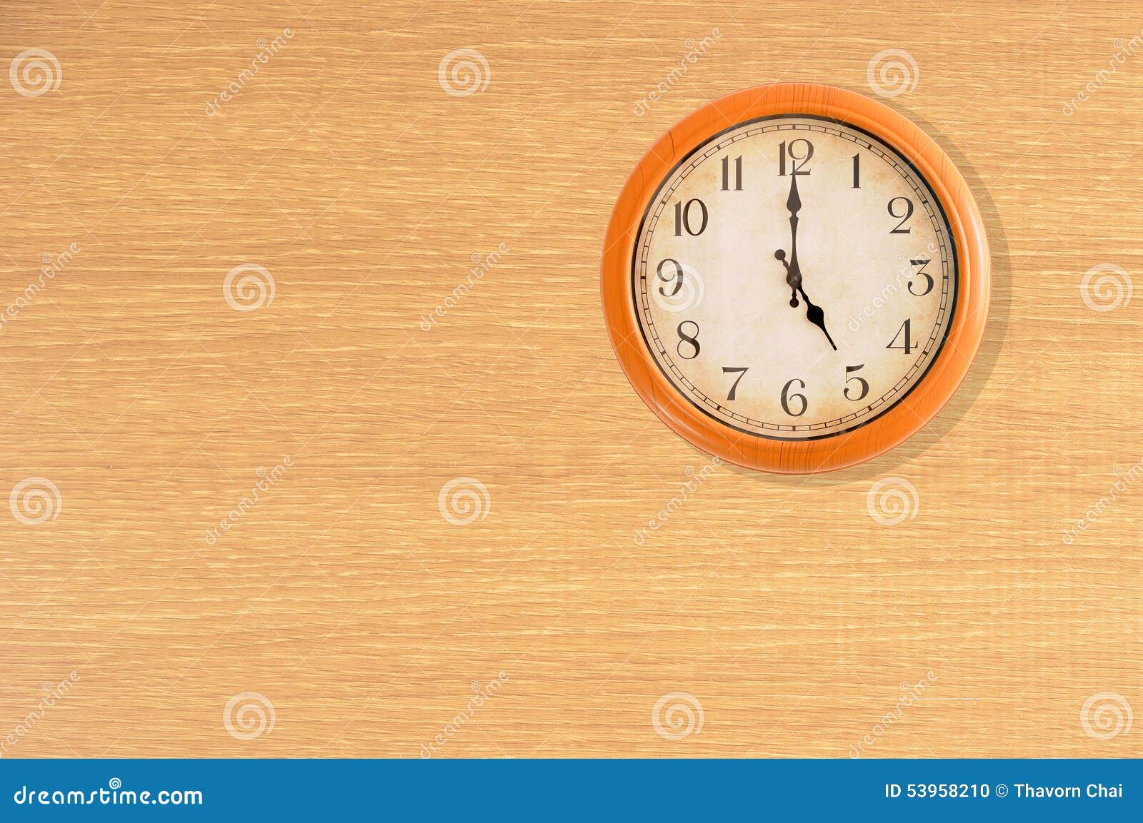 Clock showing 5 o clock stock photo. Image of shadow - 53958210