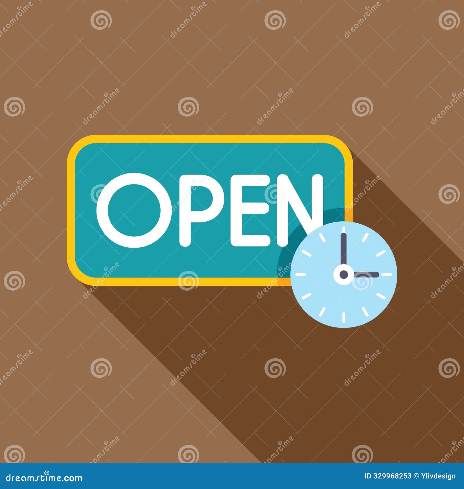 Clock Showing Open Hours Hanging on Wall Sign Stock Illustration ...