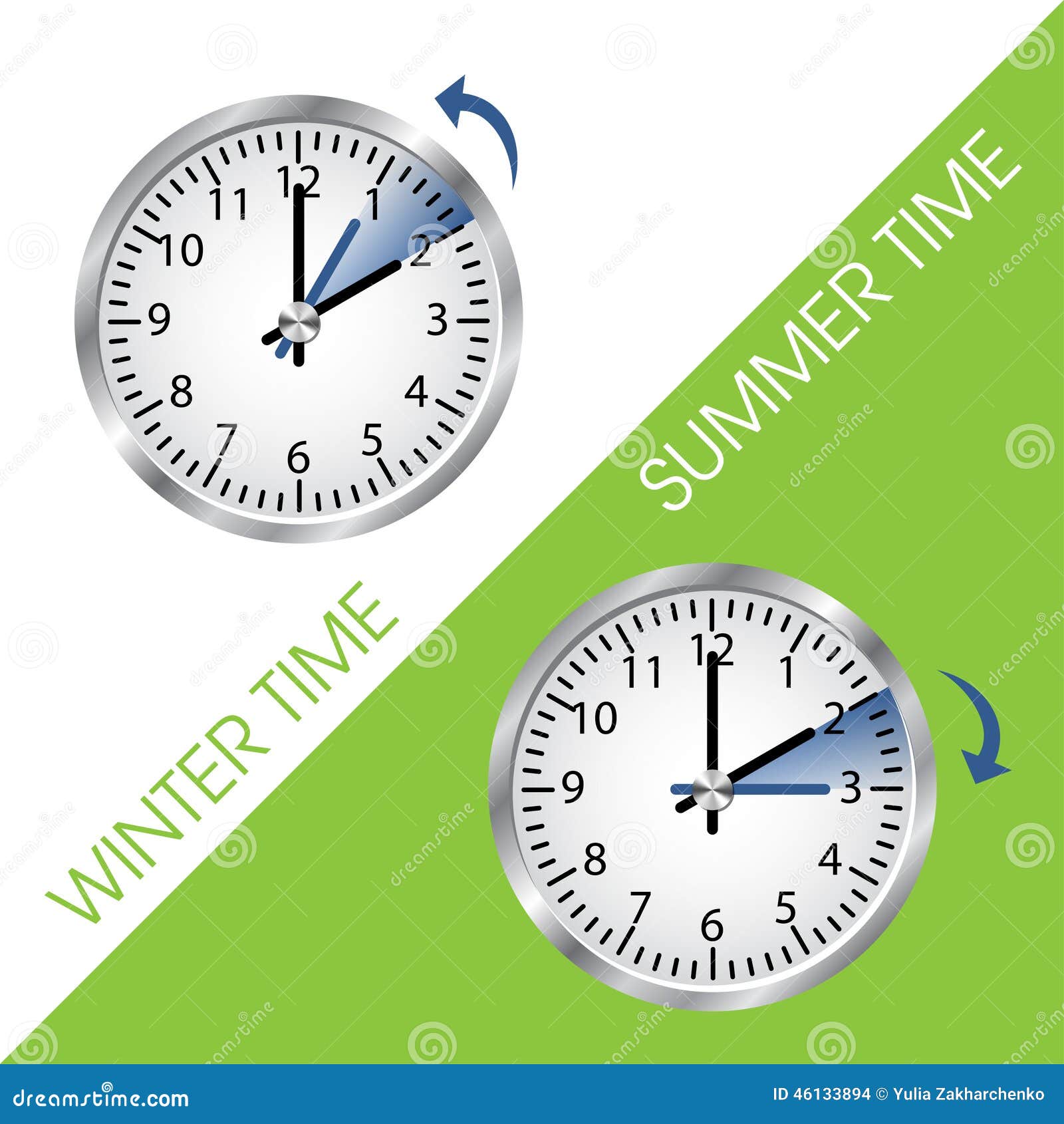 Clock Showing Summer and Winter Time Stock Vector - Illustration of ...
