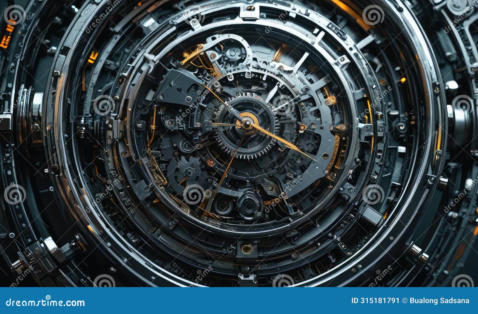 A Clock is Shown in the Center of the Image, with a Black Background ...