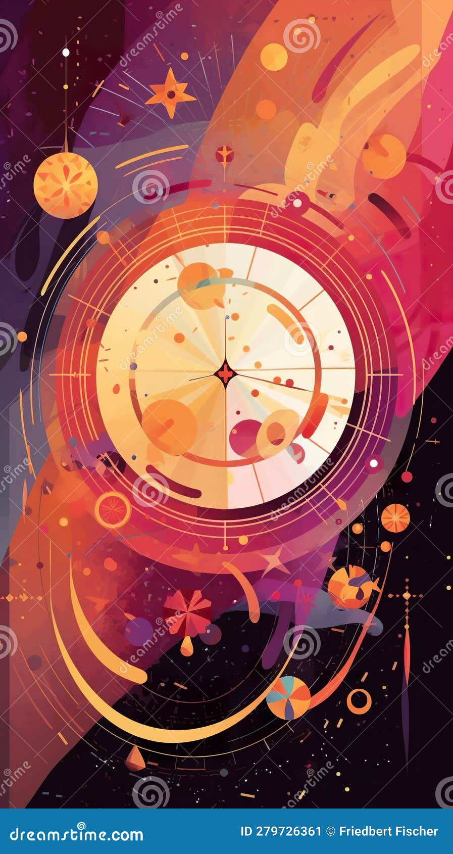 A Clock is Shown with a Colorful Background. Generative AI Image. Stock ...