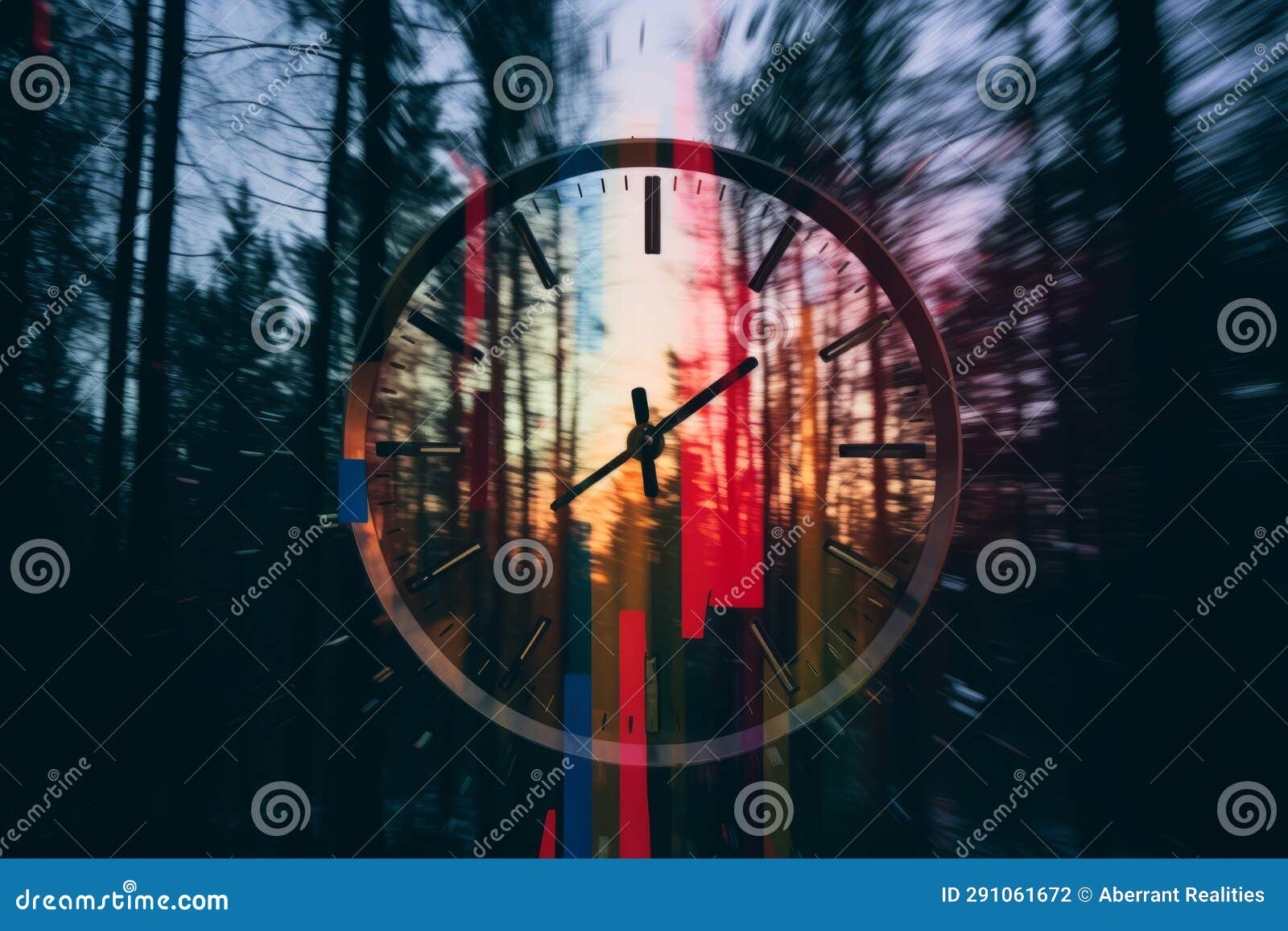 A Clock is Shown in the Middle of a Forest Stock Illustration ...