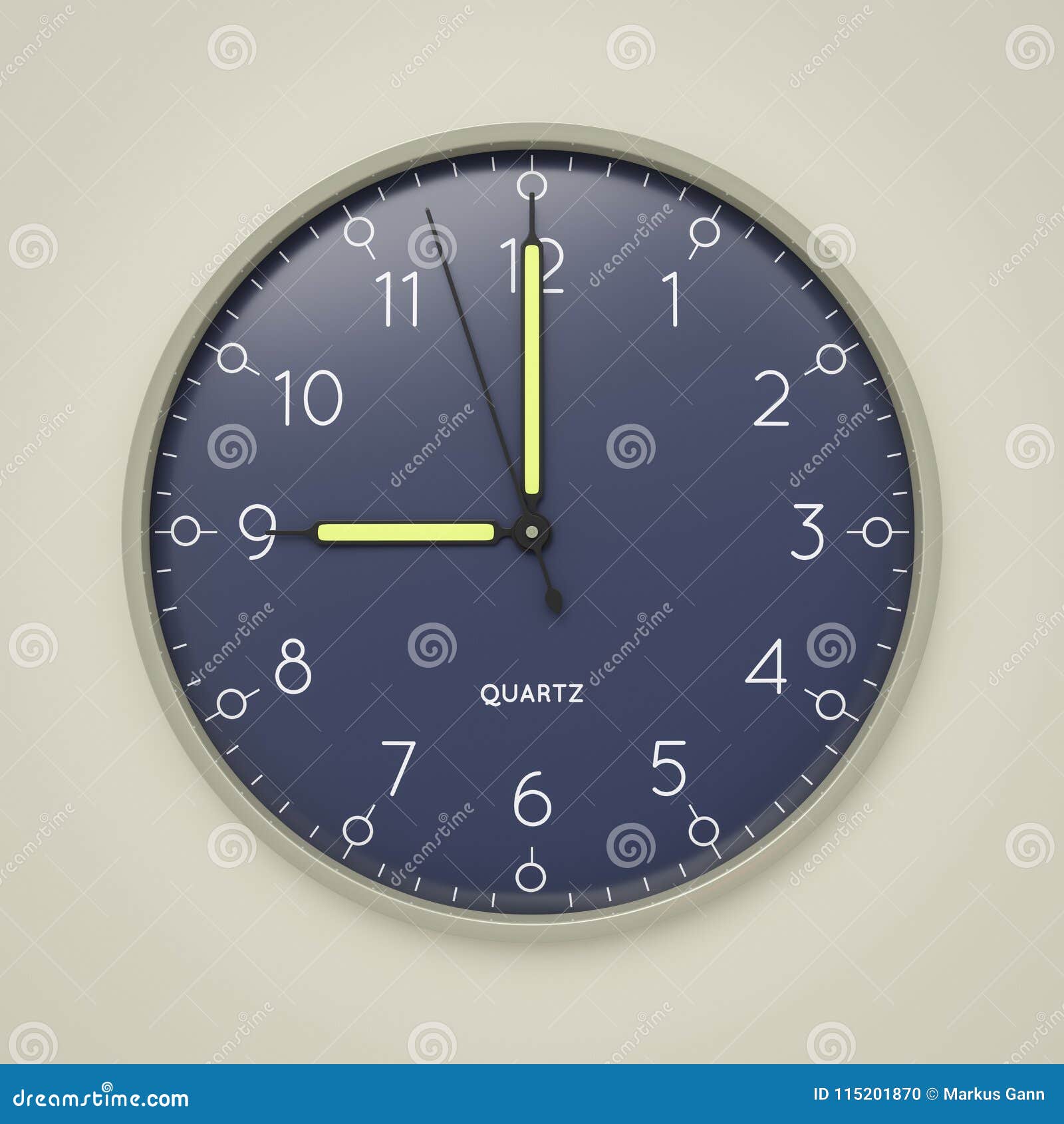 A clock shows 9 o clock stock illustration. Illustration of background ...