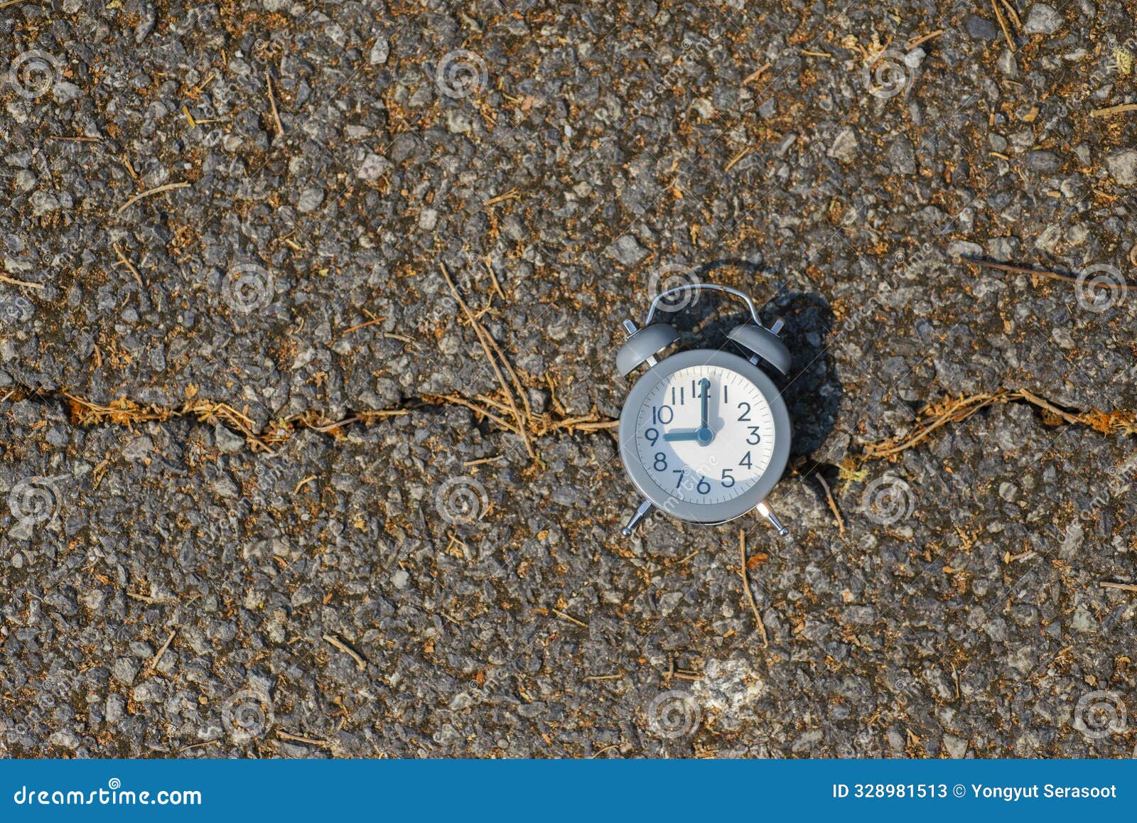 The Clock Shows the Time, Place on the Cracked Concrete Floor Stock ...