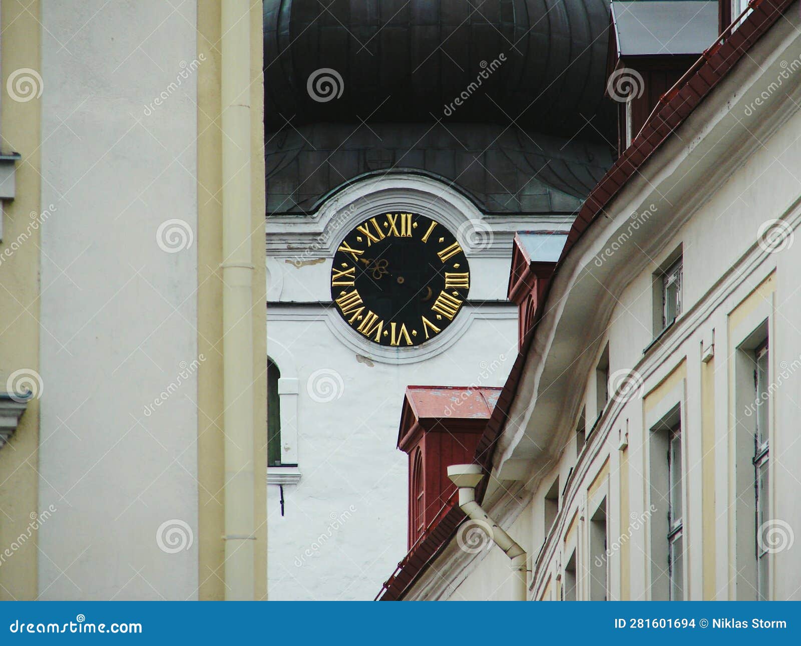A Clock on the Side of a Building Stock Photo - Image of wall, urban ...