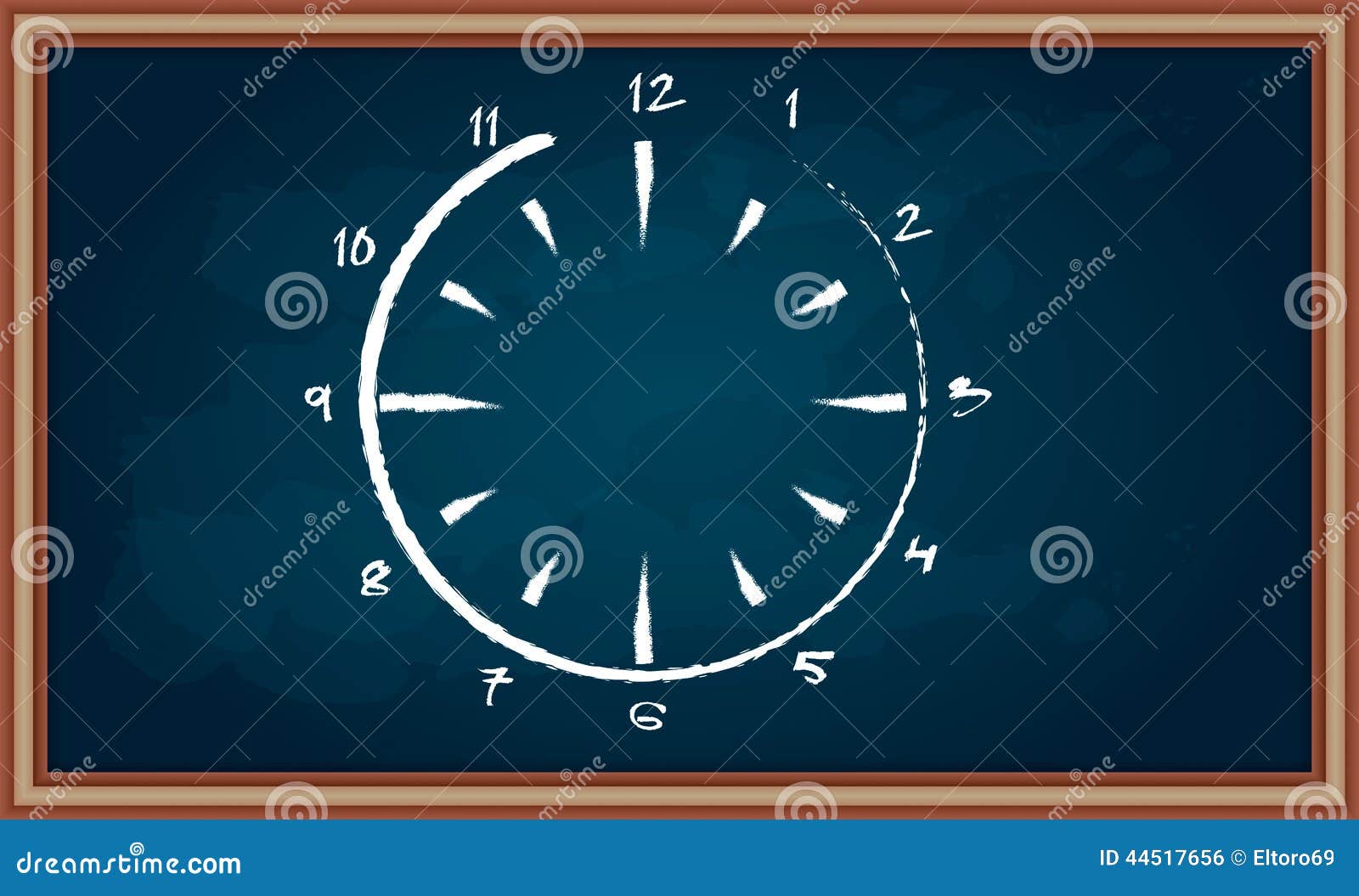 Clock sign on chalkboard stock vector. Illustration of message - 44517656