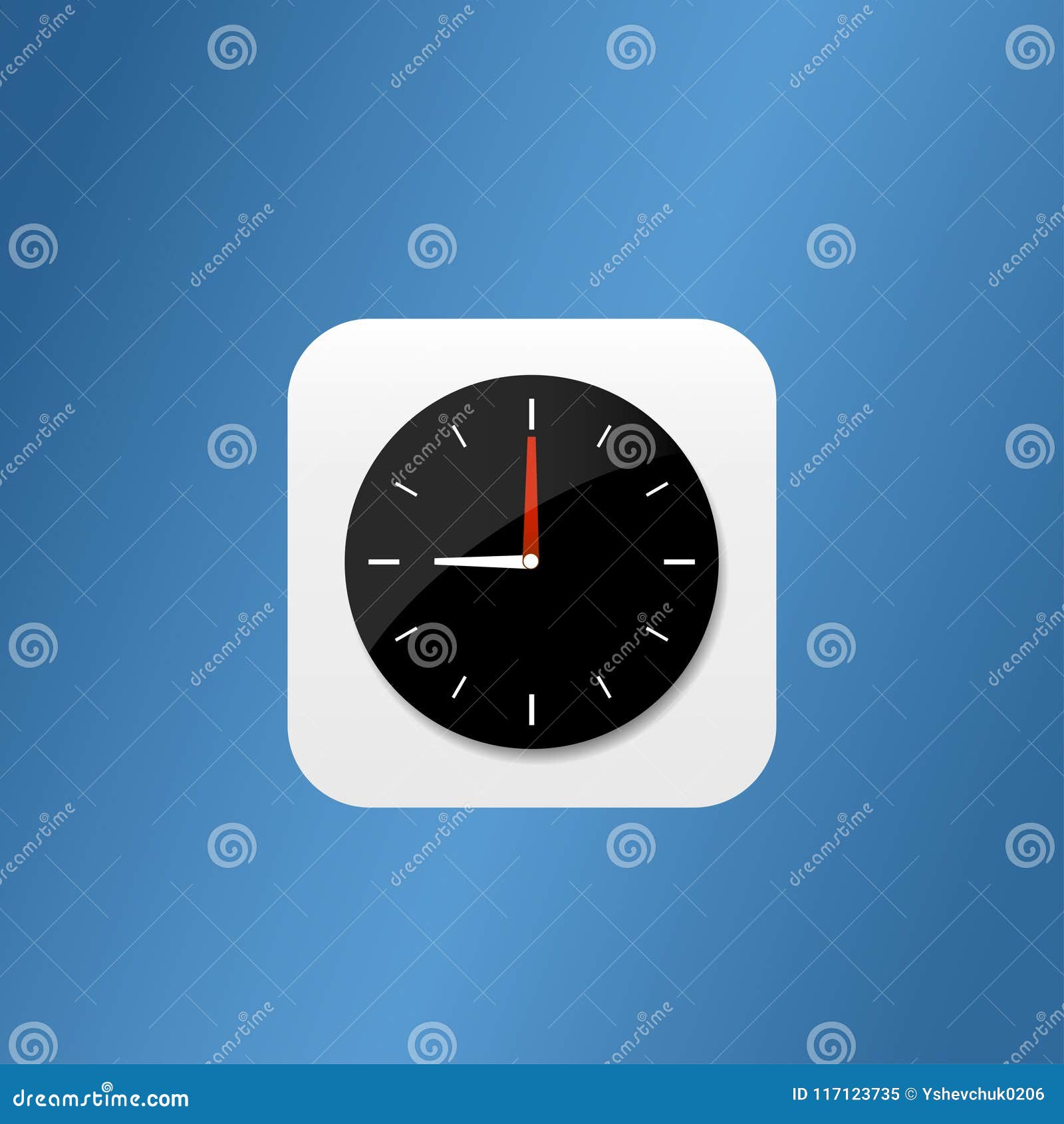 Clock with Silver Border Icon on a Blue Background Stock Vector ...