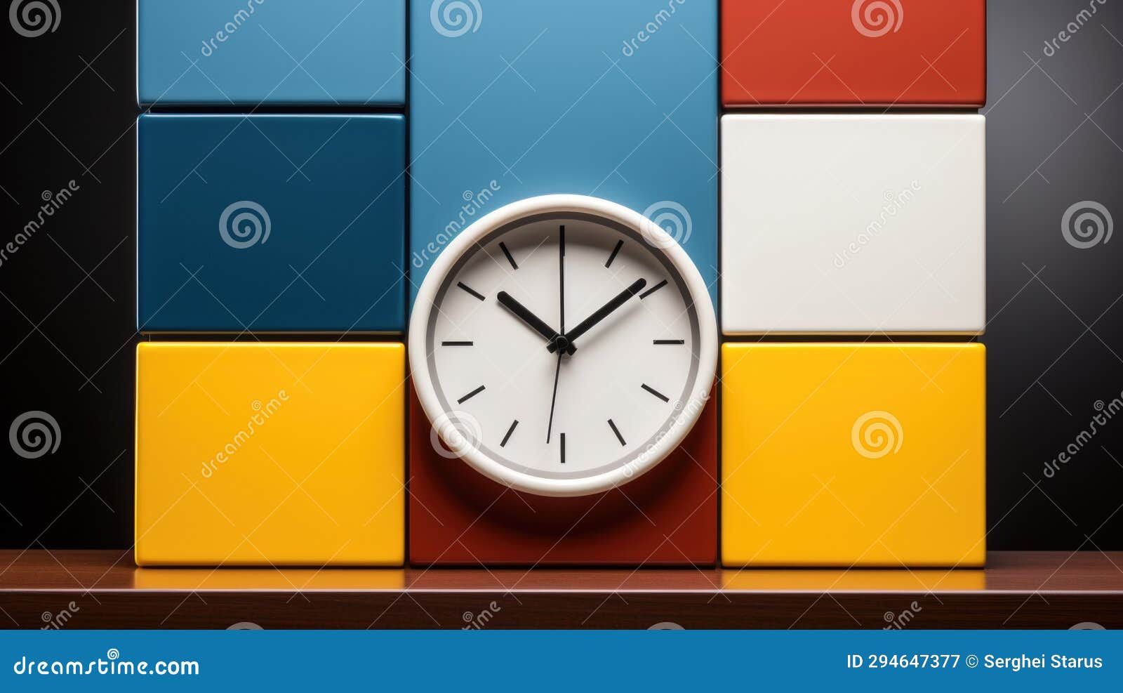 A Clock Sitting on a Table with Colorful Blocks, AI Stock Illustration ...