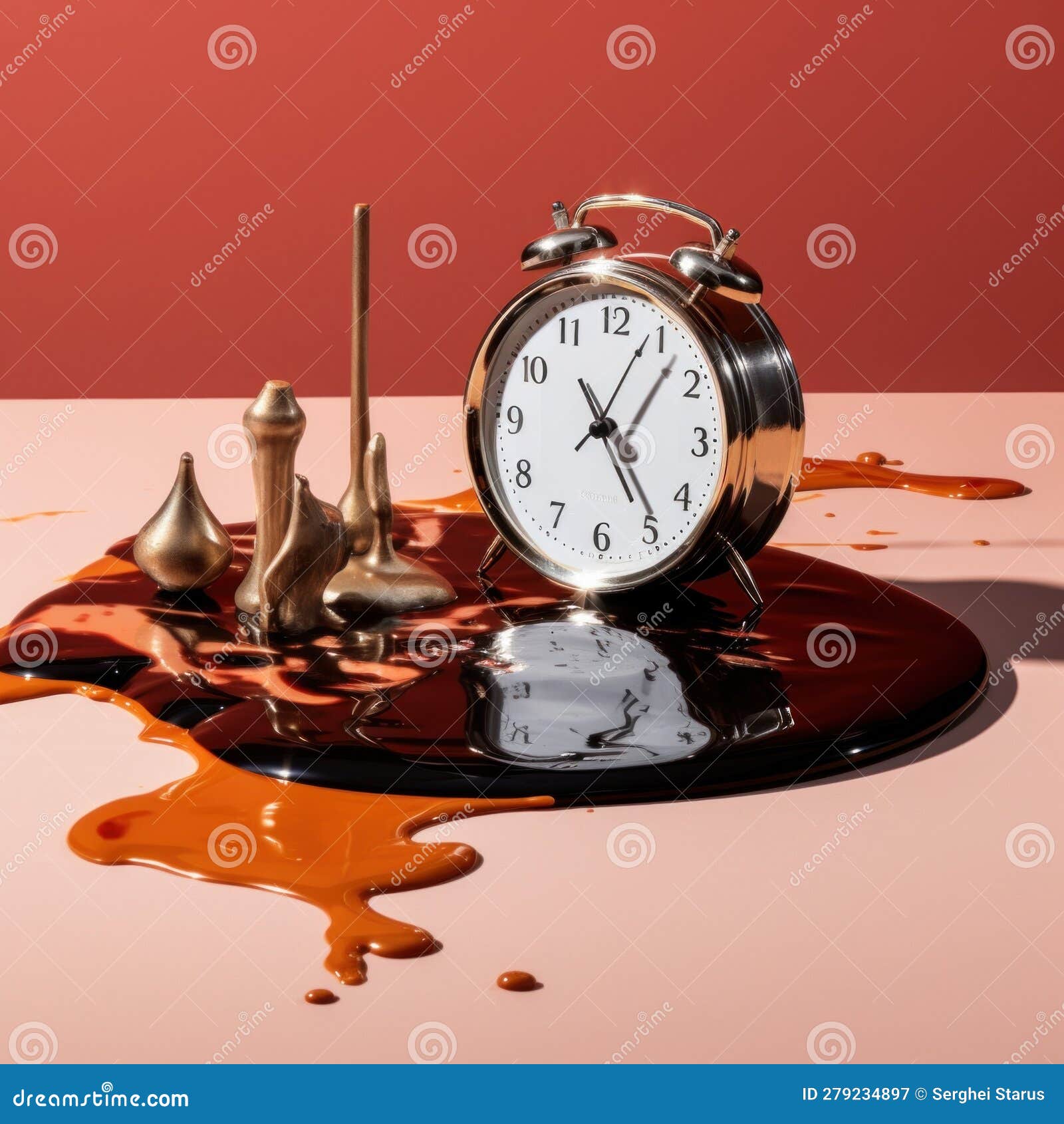 A Clock Sitting on Top of a Puddle of Liquid. Generative AI Image ...