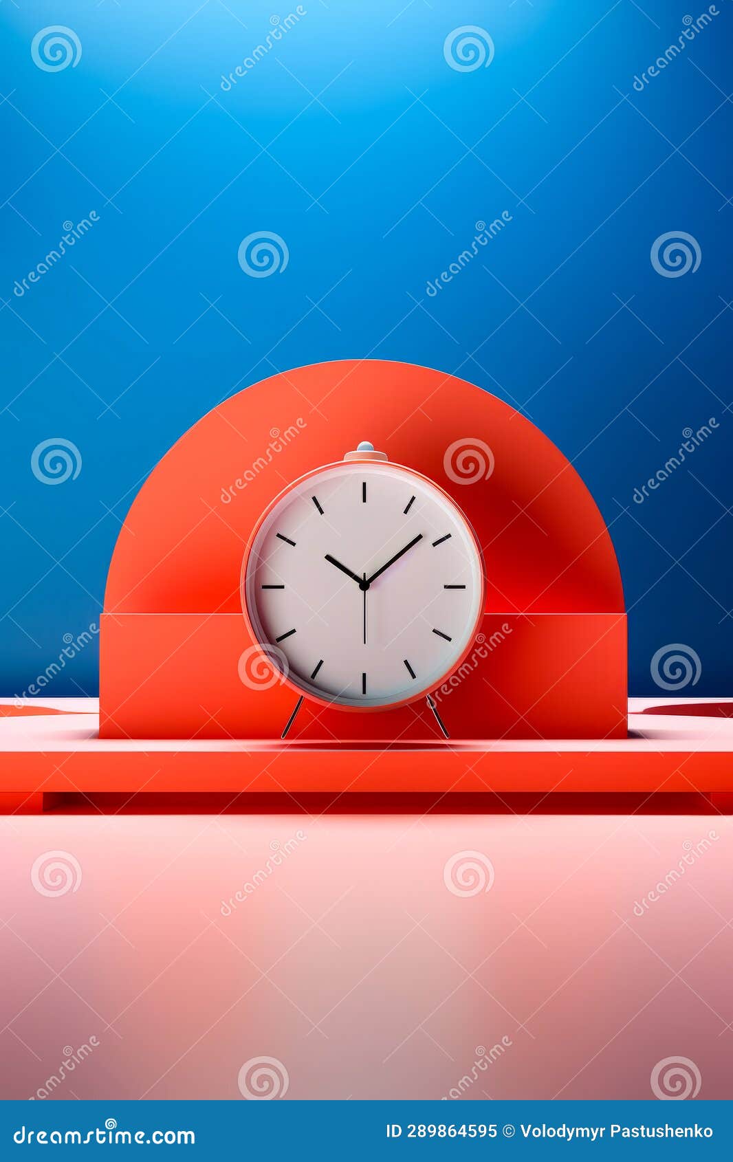 Clock Sitting on Top of Red Stand on Table. Generative AI Stock Image ...