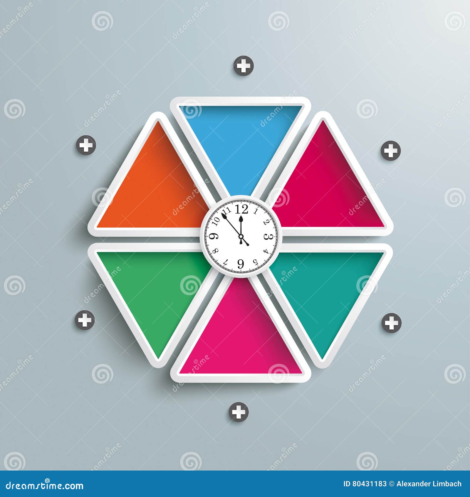 Clock Six Colored Triangles Infographic Stock Vector - Illustration of ...