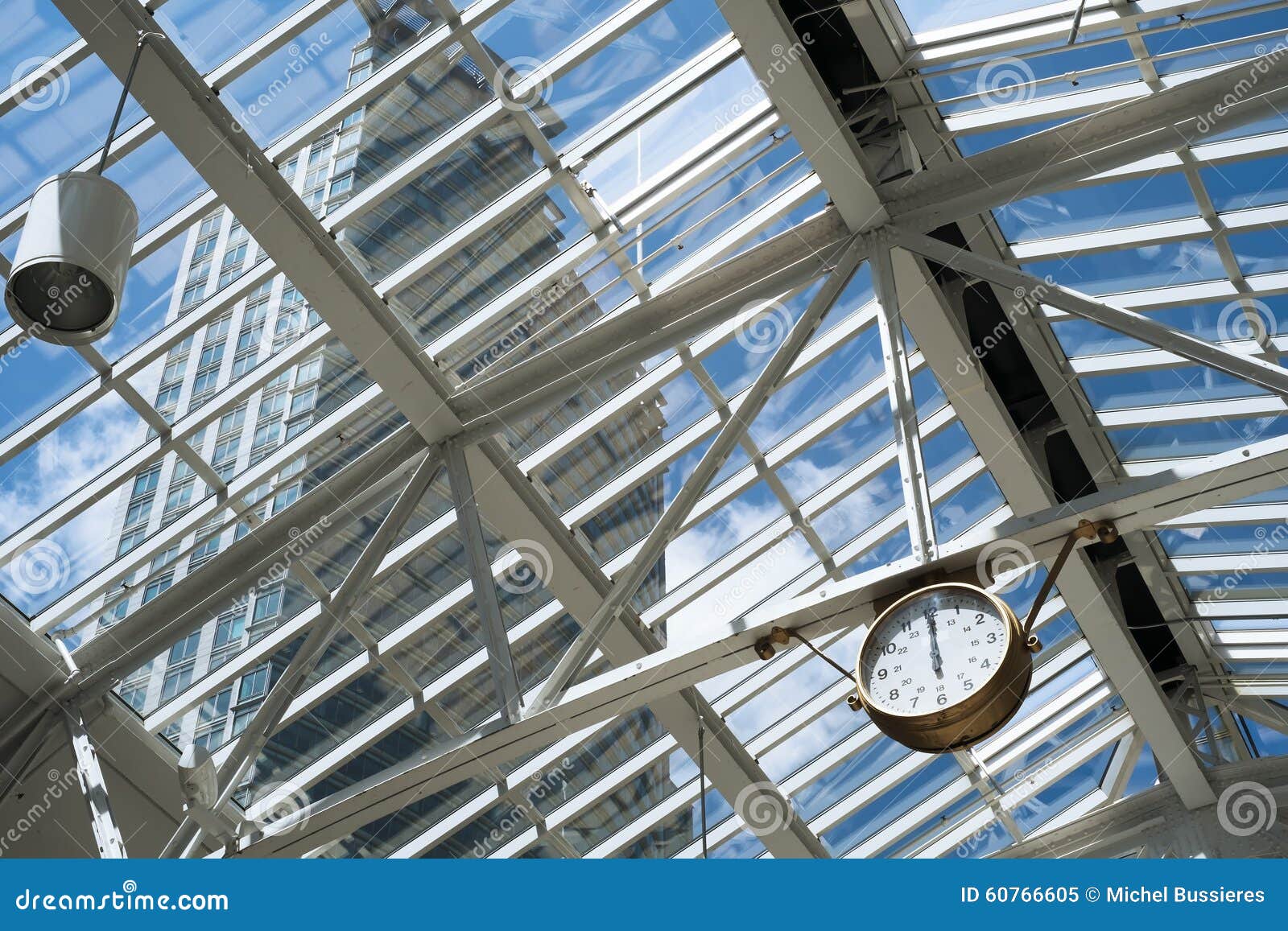 Clock Skylight and Skyscraper Stock Image - Image of architecture ...
