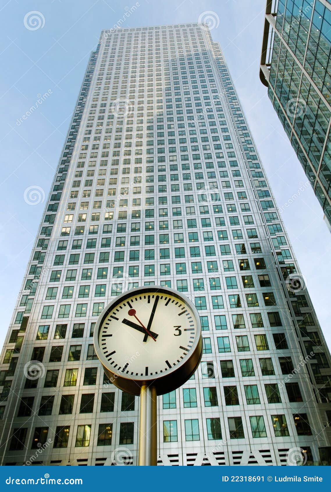 Clock and skyscrapers. stock image. Image of silver, exterior - 22318691