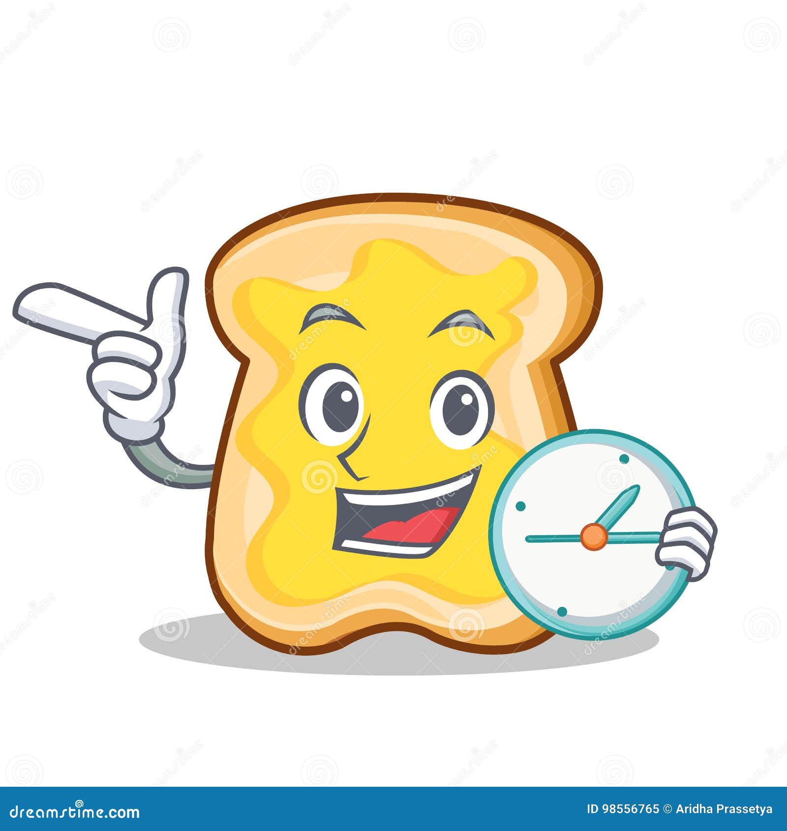 With Clock Slice Bread Cartoon Character Stock Vector - Illustration of ...