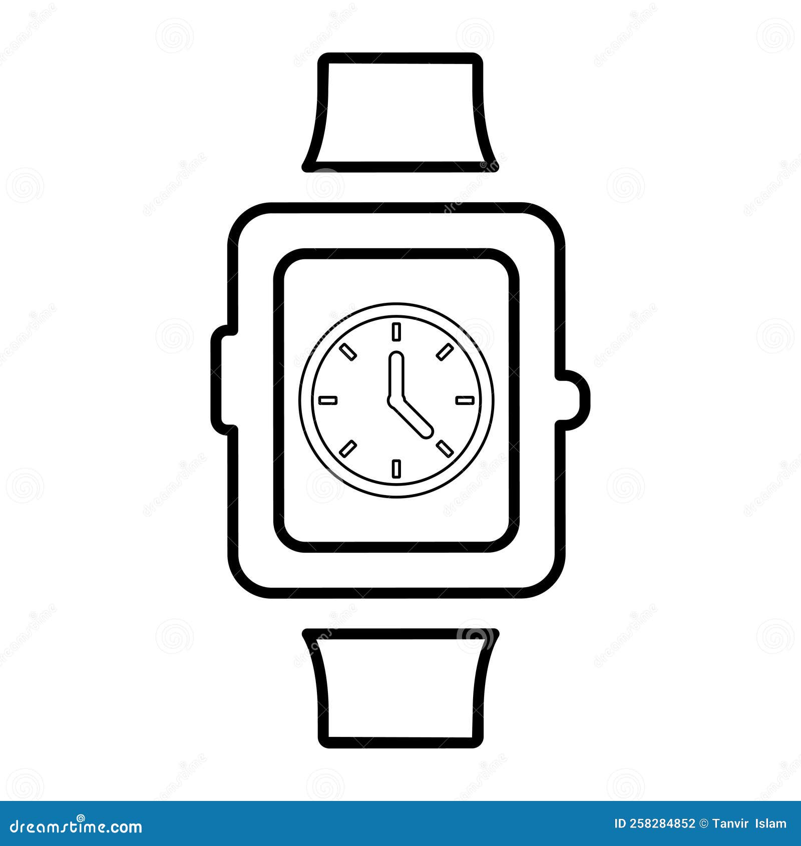 Clock smart watch icon stock vector. Illustration of sign - 258284852