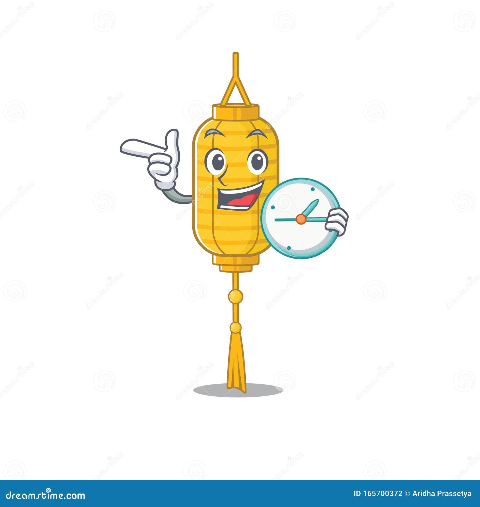 With Clock Smiling Lamp Hanging Cartoon Character Style Stock Vector ...